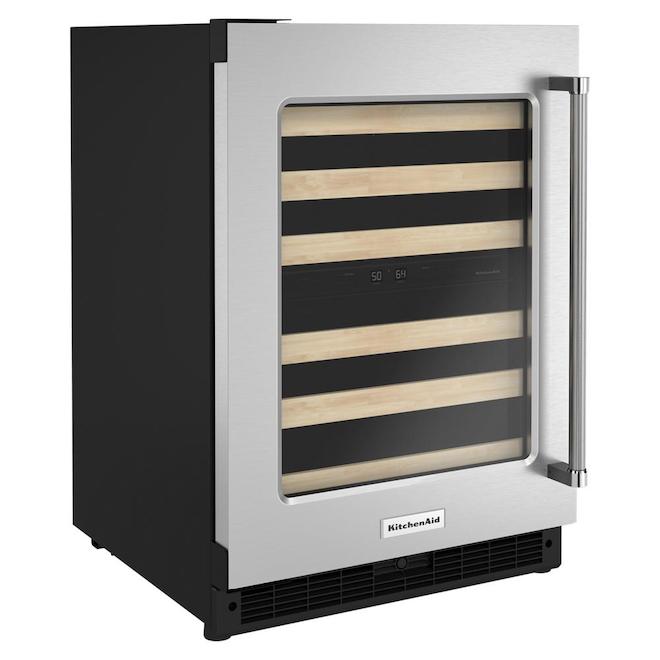 Kitchenaid Undercounter Wine Cellar - 4.97 CFT Left Handle Stainless ...