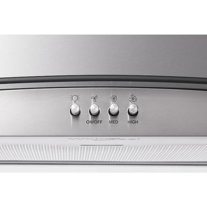 Whirlpool Stainless Steel and Curved Glass 36-in Range Hood - 400 PCM ...
