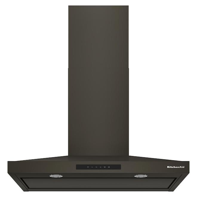 KitchenAid Wall-Mounted Canopy Hood 36-in 400-CFM with 4 Speeds - Black ...