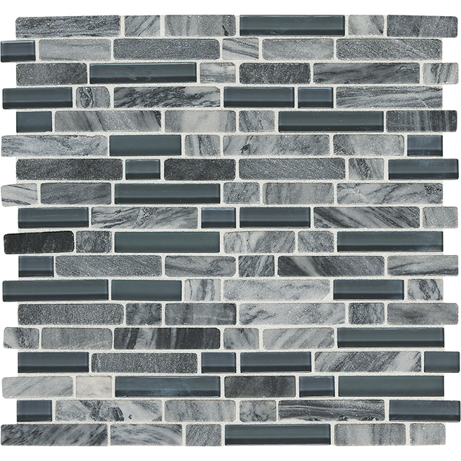Westport Mosaic Marble/Glass Tile - 12-in x 12-in - Stratus Grey ...