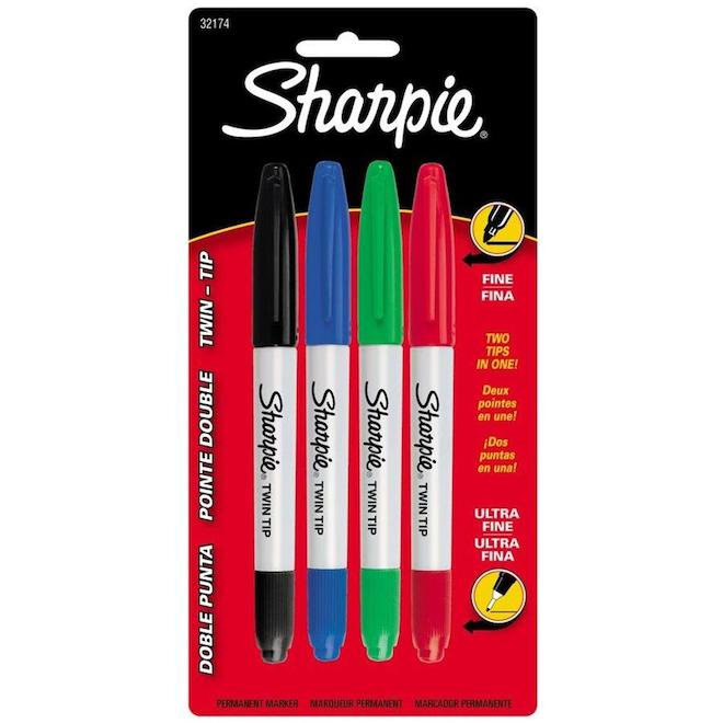 Marqueur permanent à double pointe Sharpie (paquet de 4) 32174 | RONA