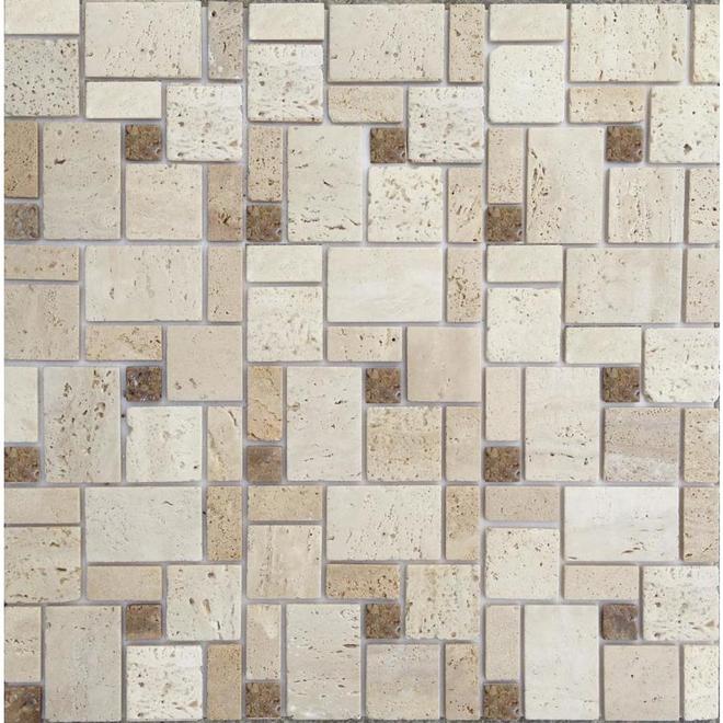 NEWLINKZ Self-Adhesive Wall Tiles - 12in x 12in - Natural Stone/Beige ...