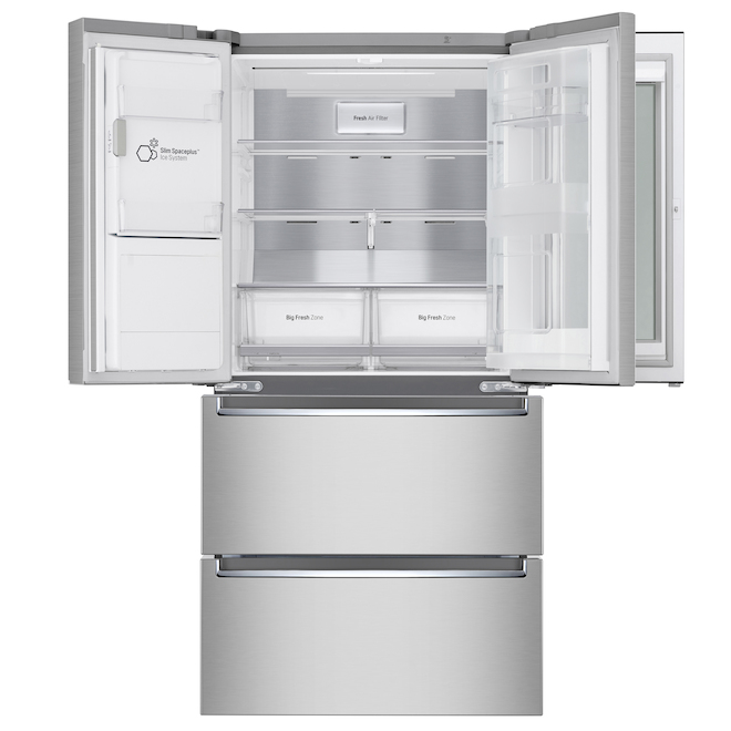 LG 33-in 4-Door Refrigerator - 18 cu. ft. - Stainless Steel - InstaView ...