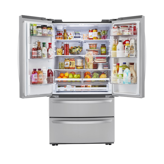 LG 36-in Double Freezer French Door Smart Refrigerator - 22-cu. ft ...