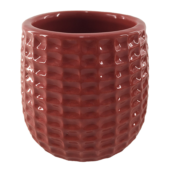 Pot à fleurs en argile vernie, motif texturé, 4" x 4", rouge YB-C05C | RONA