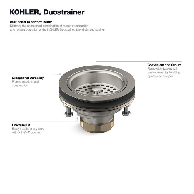 KOHLER Duostrainer 4.5-in Stainless Steel Garbage Disposal Lock Mount ...