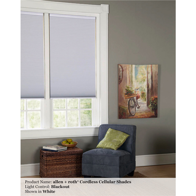 ALLEN + ROTH Cordless Blackout Cellular Shade - 46" x 64" - White 70400 ...