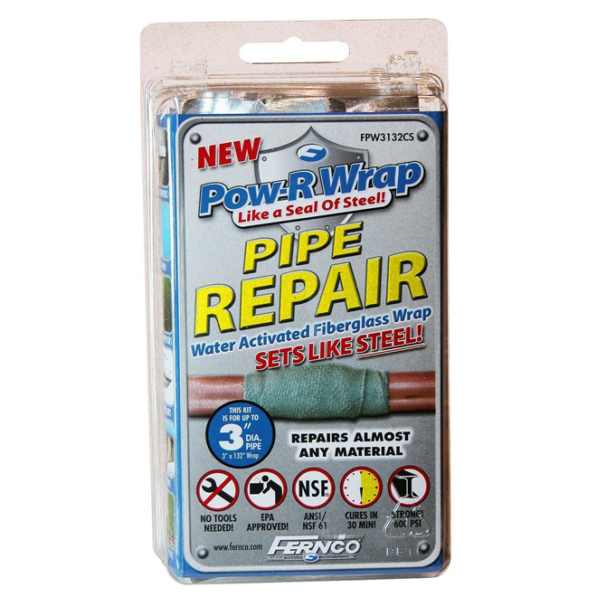 Fernco Pow-R-Wrap 3-in x 132-in Pipe Repair Water-Activated Fiberglass ...
