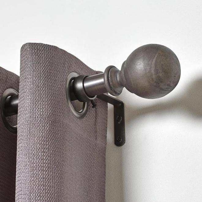 Umbra 72-in to 144-in Pewter Wood Curved Curtain Rod | RONA