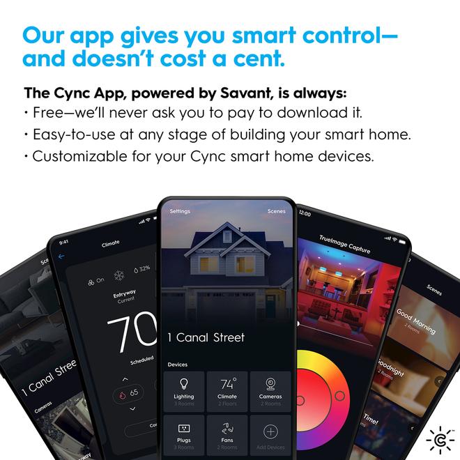 GE Cync 9.5 W Type A19 2700 K Full Colour Direct Connect Smart LED Bulb ...