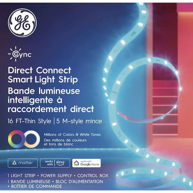 GE LIGHTING GE Direct Connect Smart Light Strip Thin Style 16-ft ...