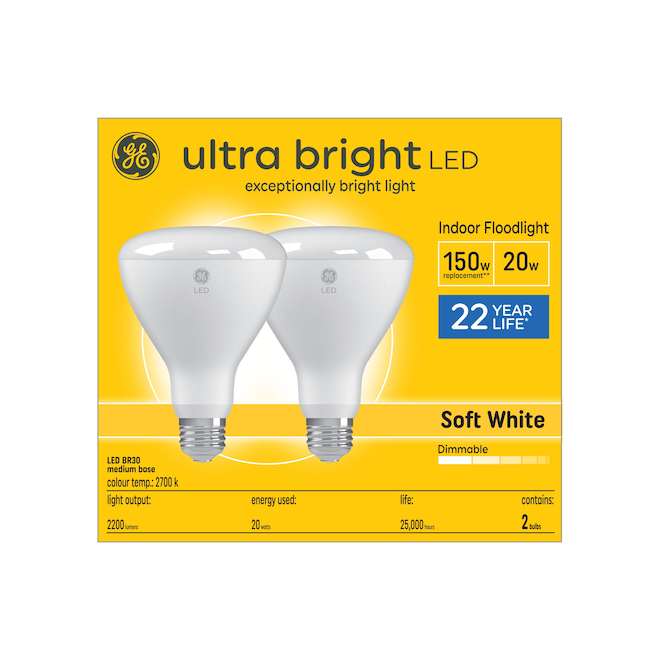 GE LIGHTING GE Ultra Bright LED Floodlight for Indoor Soft White - Pack ...