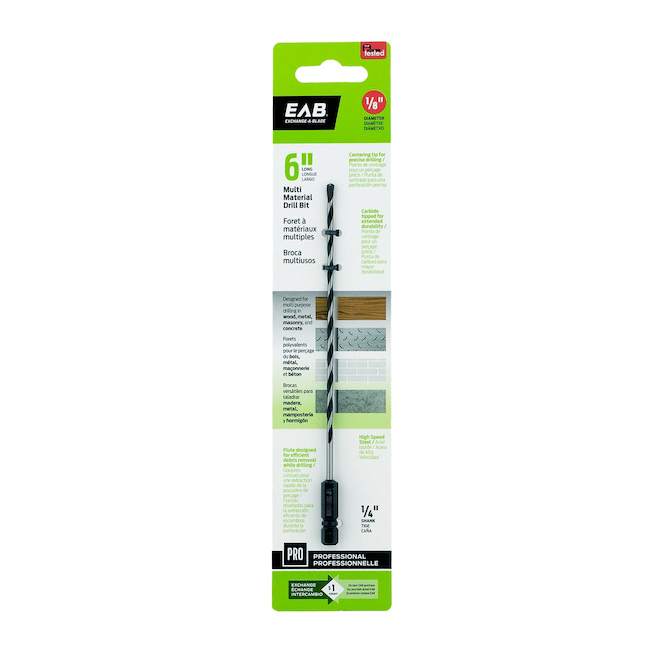 EXCHANGE-A-BLADE EAB Multi-Material Drill Bit Professional 1/8 x 6-in ...