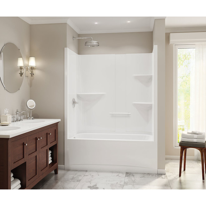 Bain-douche monobloc en acrylique Camélia de MAAX, drain à droite, 60 ...