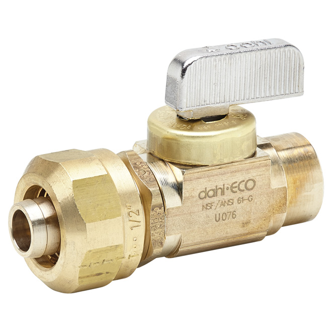 Dahl In-Line Stop and Isolation Valve - Lead Free Brass - Nickel Plated ...