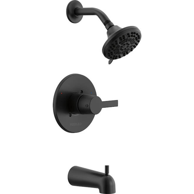 Peerless Flute Tub and Shower Faucet Kit with 1 Handle - Matte Black ...