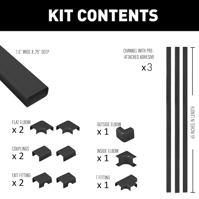 Sanus Cable Cover TV Kit 45-in Black 12-Pieces CCS3KBK | RONA