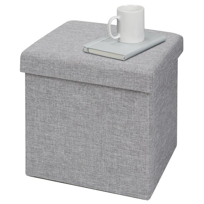 Pouf de rangement pliable en lin de 15 po, FHE, gris 290089-013 | RONA