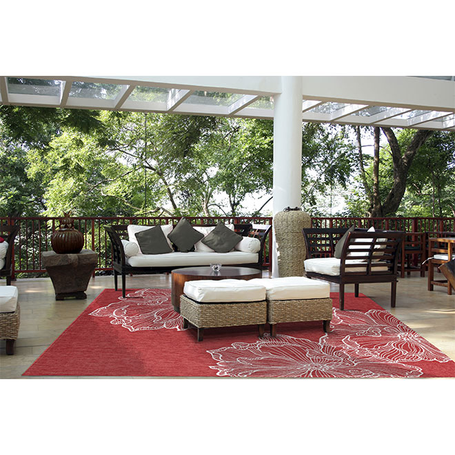 ALLEN + ROTH Outdoor Rug - Floral Model - 8' X 10' - Red 31488361-8X10 ...