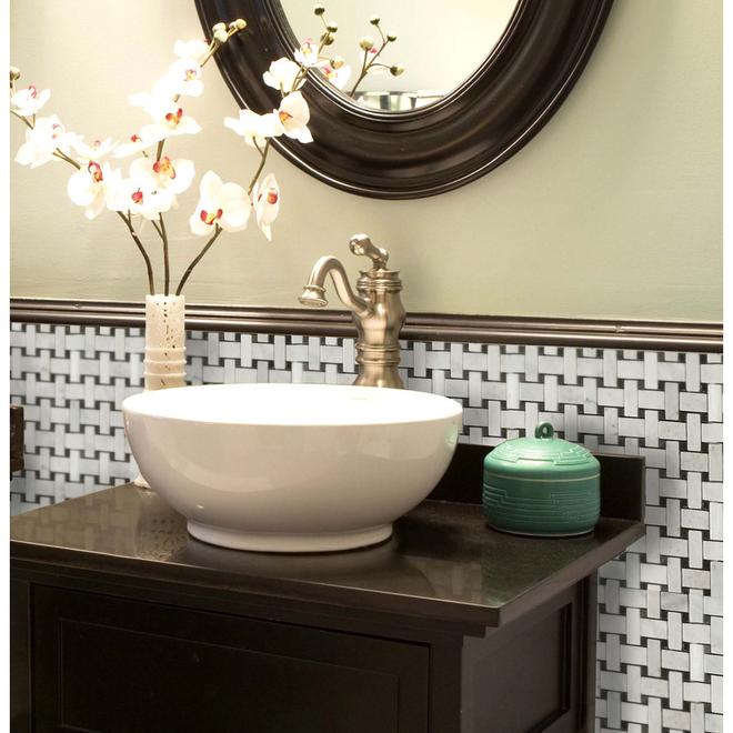 12-in x 12-in Carrara Extra Marble Basketweave Mosaic Wall Tile CAMM ...
