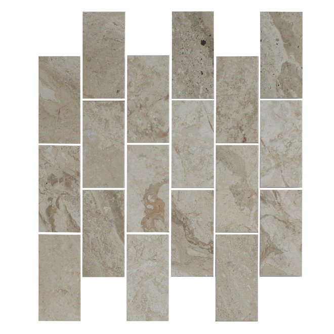 Faber 12-in x 14-in Palace Taupe Polished Marble Mosaic Subway Wall ...