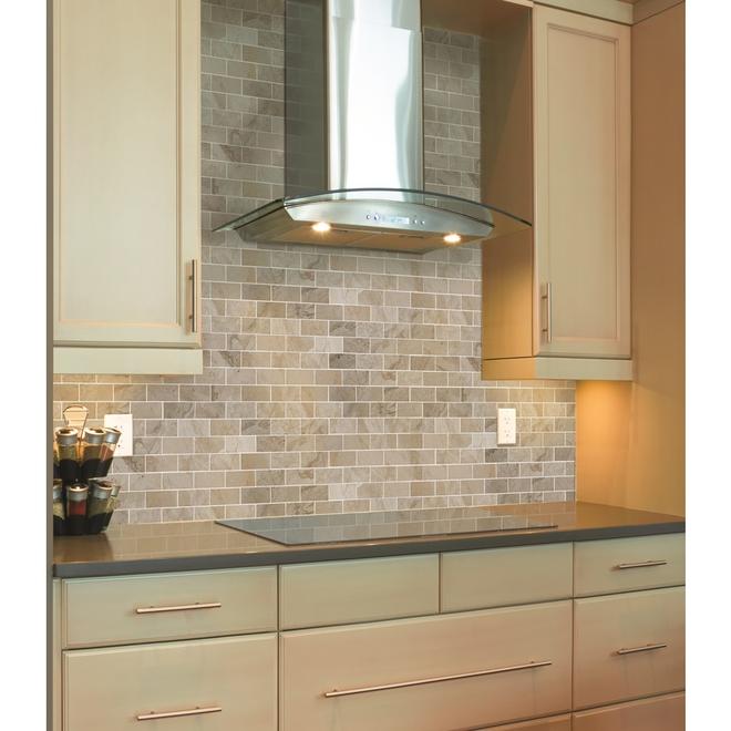 Faber 12-in x 14-in Palace Taupe Polished Marble Mosaic Subway Wall ...