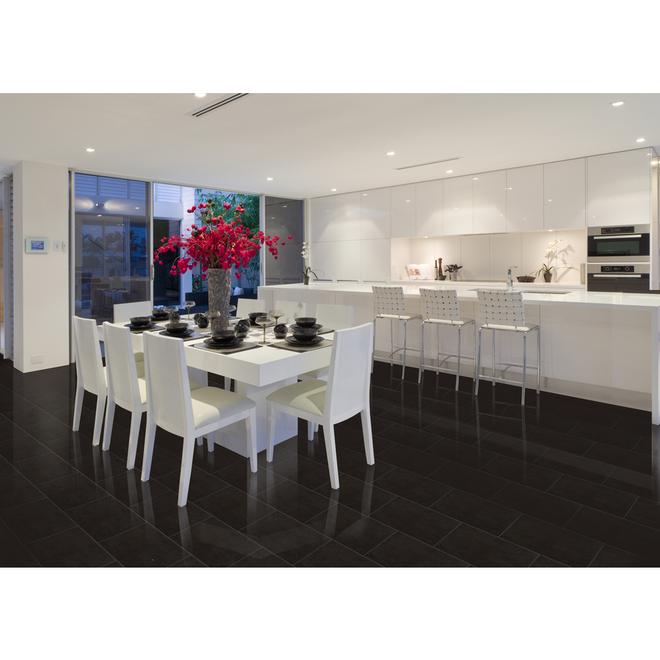 Faber 12-in x 24-in Black Quartz Porcelain Floor Tile VIPT-24AR | RONA
