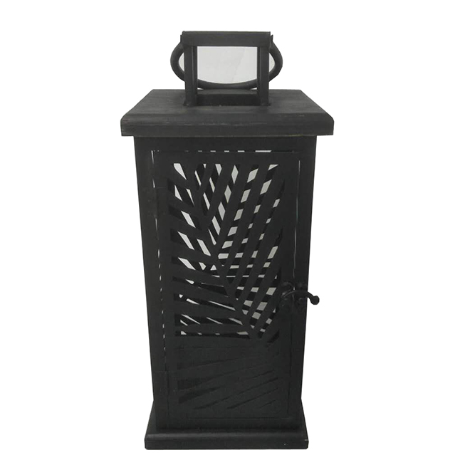 ALLEN + ROTH Palm Leaf Lantern - 7.8" x 19" - Black 440092 | RONA