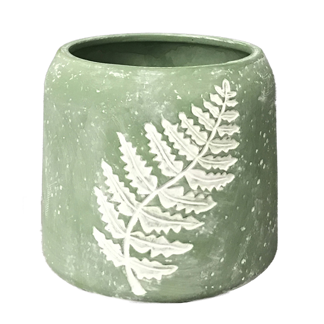 Allen + Roth Ceramic Planter - 5" x 5.7" - Green and White 420338B | RONA