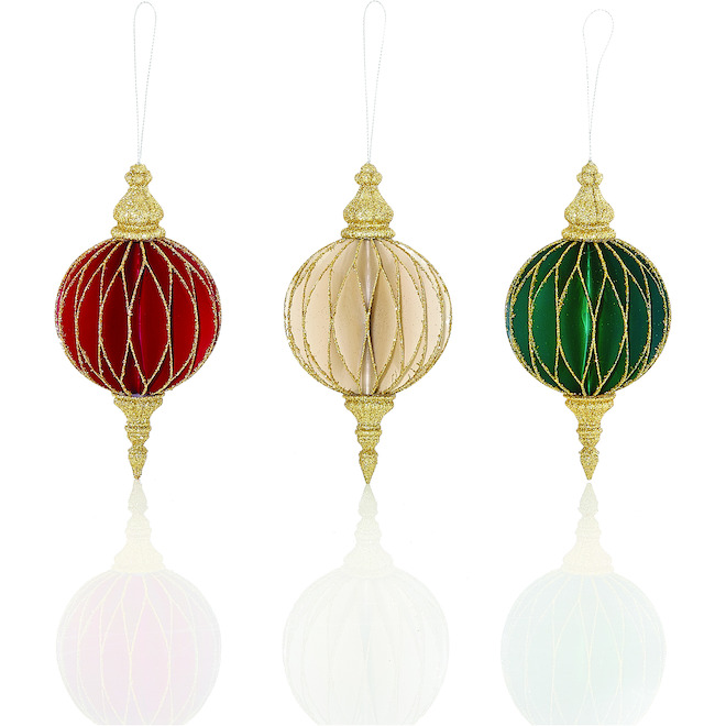Holiday Living 3-Pack Multicolour Paper Finial Ornaments 963509 | RONA