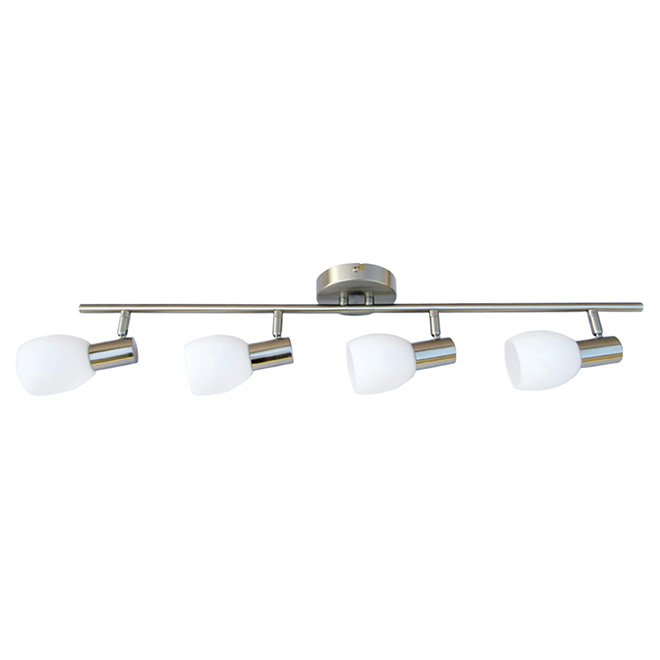 Uberhaus Track Light Bar Satin Nickel 4 Adjusting Heads Opal White ...