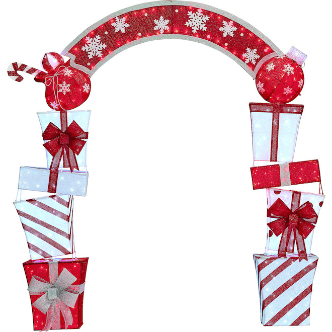 Holiday Living 96-in Red/White Lighted Stacked Gift Boxes Archway 89 ...