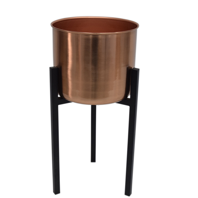Allen + Roth City Oasis Pot with Stand - 10-in - Metal - Black and ...