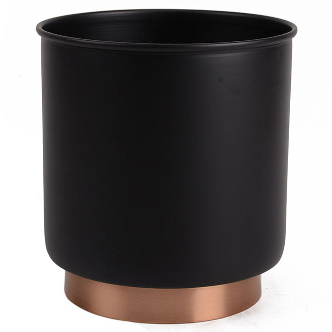 ALLEN + ROTH Flower Pot - 6 1/2" - Metal - City Oasis - Black and ...