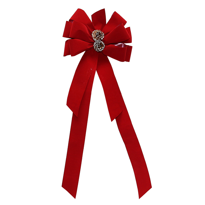 HOLIDAY LIVING Deluxe Red Bow with Pinecones - Fabric 4107608A5LC | RONA