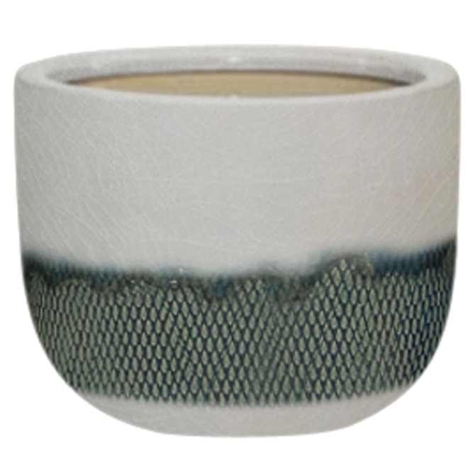 ALLEN + ROTH Pot à fleurs, 7,09" x 5,31", terre cuite blanche et aqua ...