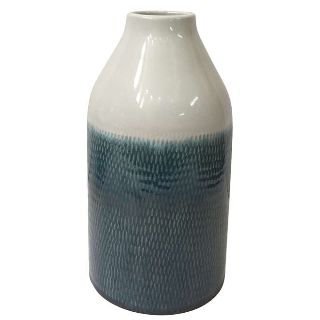ALLEN + ROTH Pot allongé, 5,12" x 10,63", terre cuite blanche et aqua ...