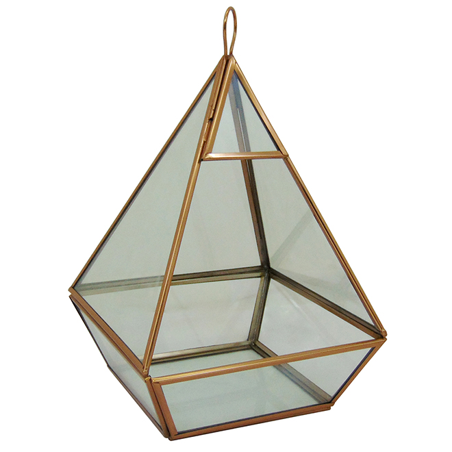 ALLEN + ROTH Glass Terrarium "City Oasis" - 12" X 7.5" X 7.5" - Gold | RONA