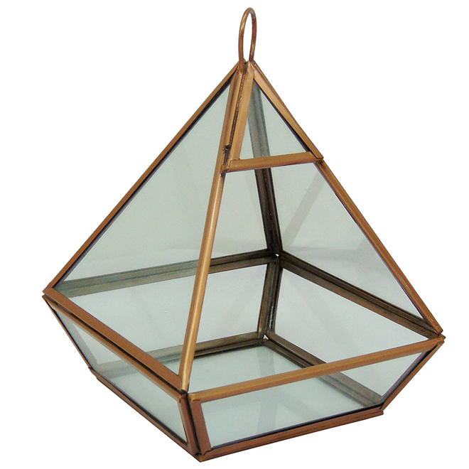 ALLEN + ROTH Glass Terrarium "City Oasis" - 8" X 6" X 6" - Gold | RONA