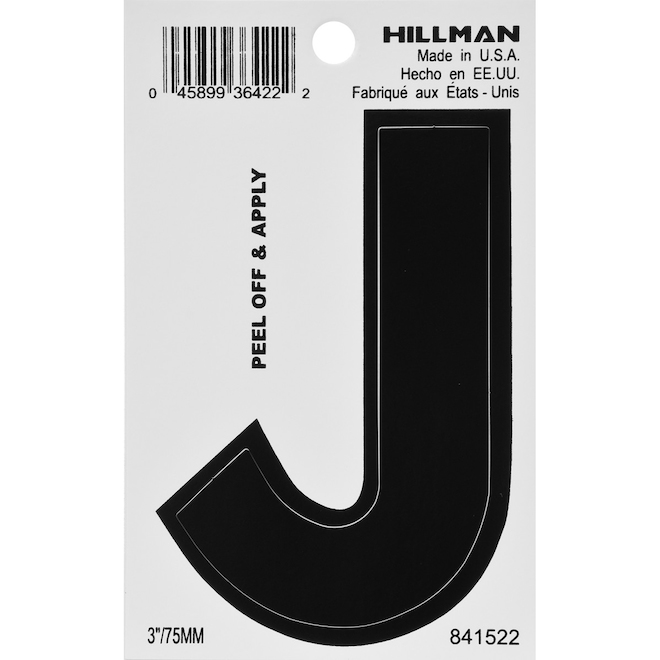 Hillman 3-in Black Vinyl J Letter | RONA