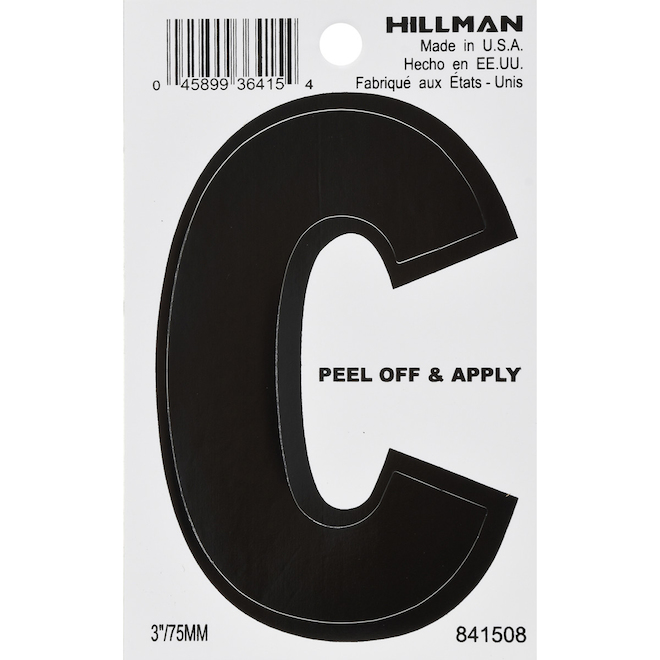 Hillman 3-in Black Vinyl C Letter | RONA