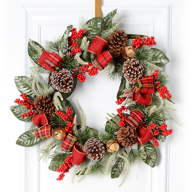 Holiday Living Decorated Wreath - Red Ribbons - 24-in XLW95062FOB | RONA