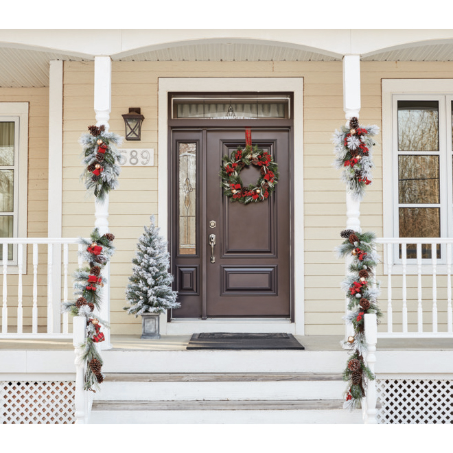 Holiday Living Decorated Wreath - Red Ribbons - 24-in XLW95062FOB | RONA