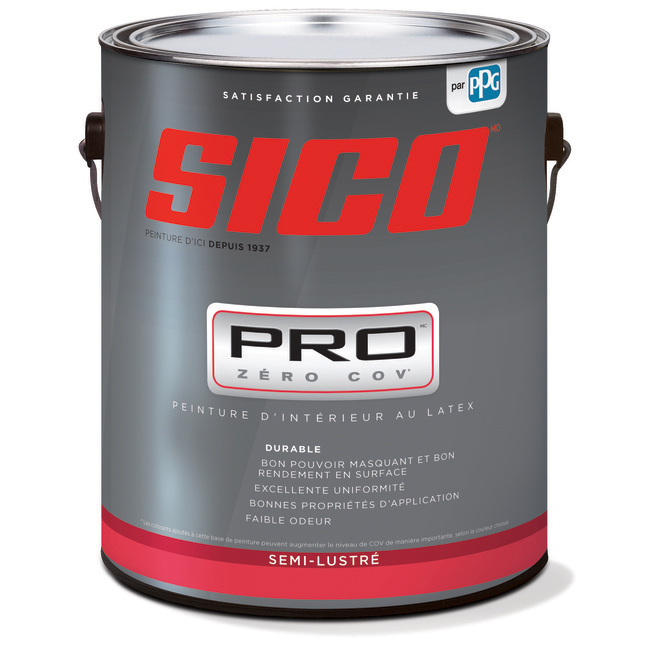 Peinture d'intérieur SICO PRO en latex, fini semi-lustré, 3,78 l, blanc ...