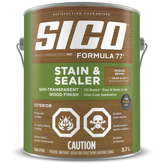 SICO Formula 77 3.78-L. Alkyde Mission Brown Wood Stain and Sealant 136 ...