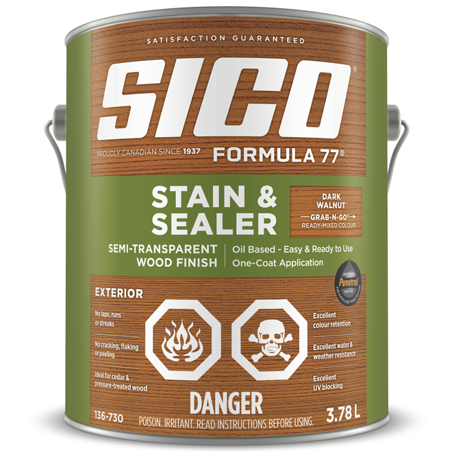 SICO Formula 77 3.78-L. Alkyde Dark Walnut Wood Stain and Sealant 136 ...