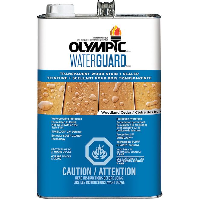Teinture et scellant pour bois Olympic transparent cèdre des bois 3,78 ...