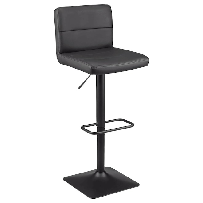 Bouclair 43-in Black Faux Leather Adjustable Bar Stool 9398317 | RONA