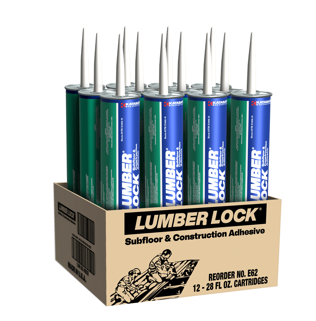LUMBERLOCK Boîte de 12 tubes d'adhésif de sous-plancher LUMBER LOCK 828 ...