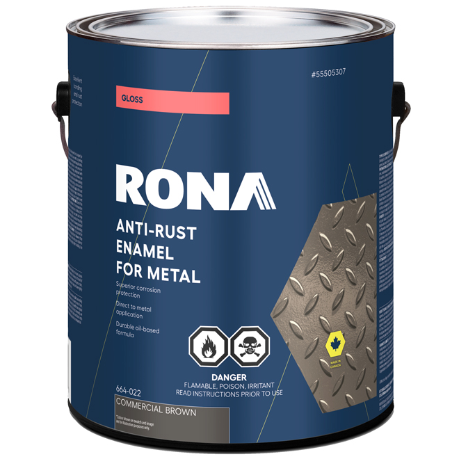RONA 3.6 L Anti-Rust Oil-Based Metal Enamel Paint - Gloss Brown 664-02238 | RONA